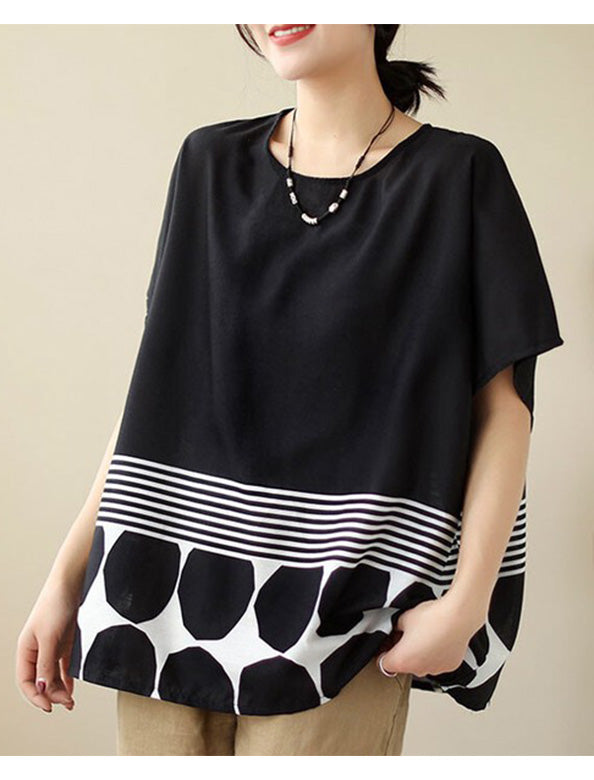 ラインxドット柄ゆったりデザインブラウス | Northmall（ノースモール）暮らしを素敵にする雑貨・ファッション通販サイト ...