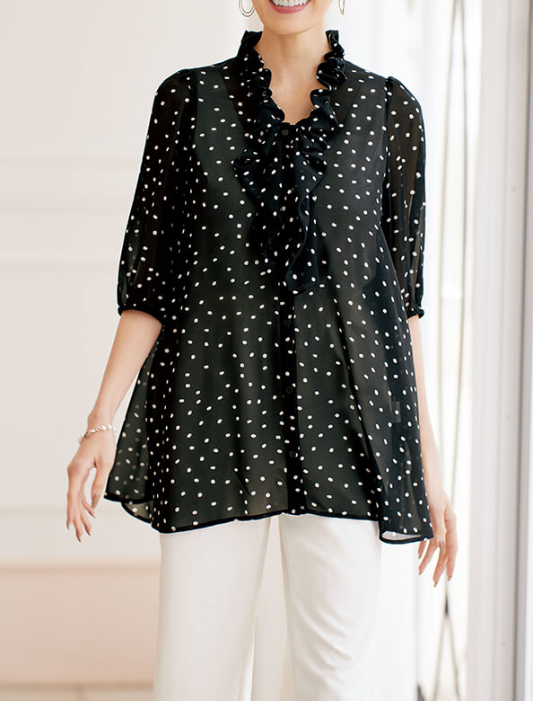 ドットシフォンフリル衿ブラウス | Northmall（ノースモール）暮らしを素敵にする雑貨・ファッション通販サイト — Northmall ...